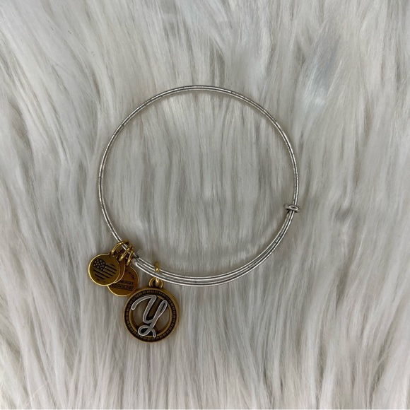 Alex and Ani | Jewelry | Alex And Ani Rafaelian Silver And Gold Two Tone Initial Monogram Y ...